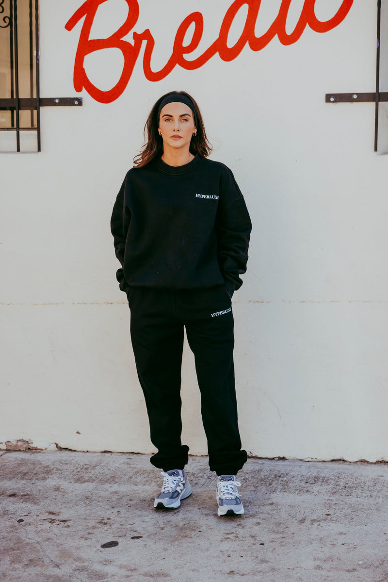 HyperLuxe Logo Sweatpants- Black– HyperLuxe Activewear