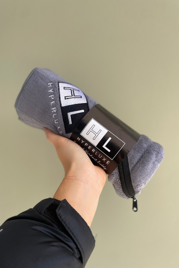 HyperLuxe Perfect Workout Buddy Gym Towel- Grey– HyperLuxe Activewear